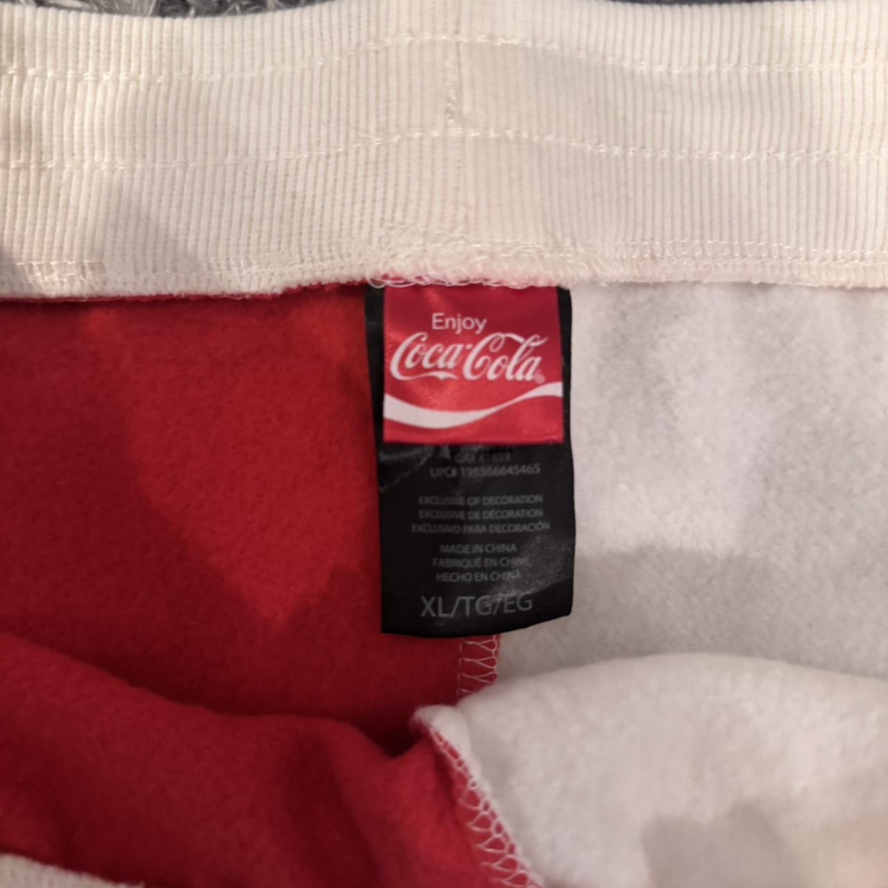 Coca-Cola red and white sweatpants size kids... | Depop