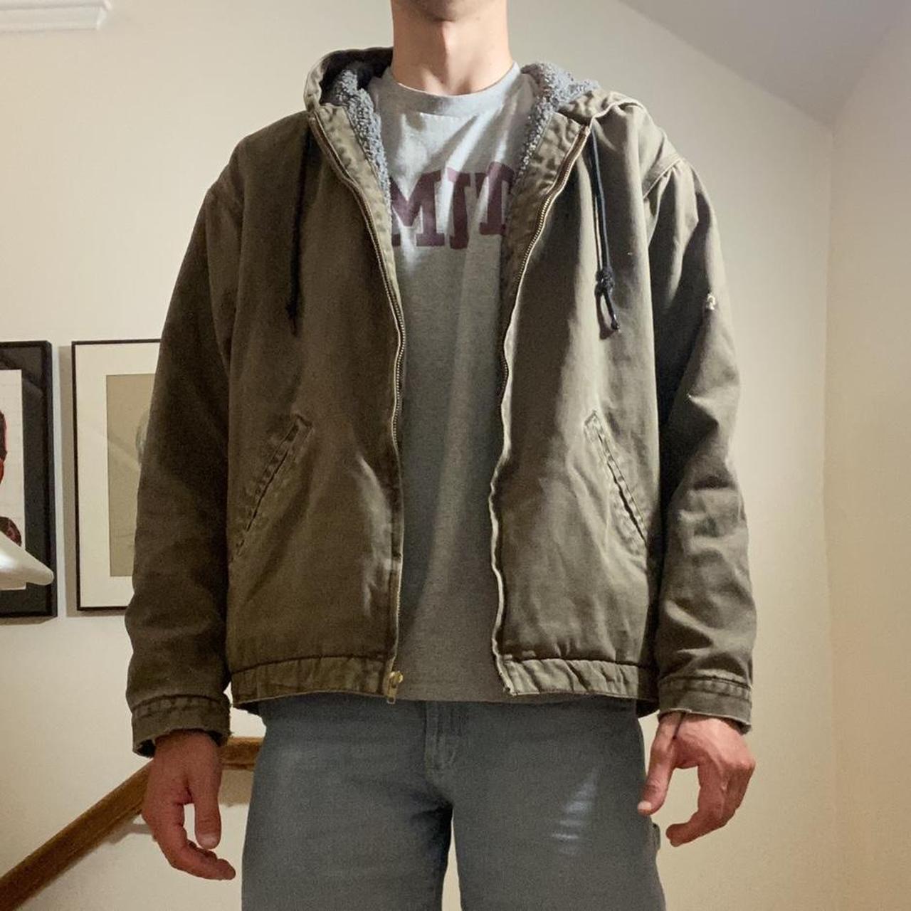 Men’s large distressed work jacket. This jacket has... - Depop