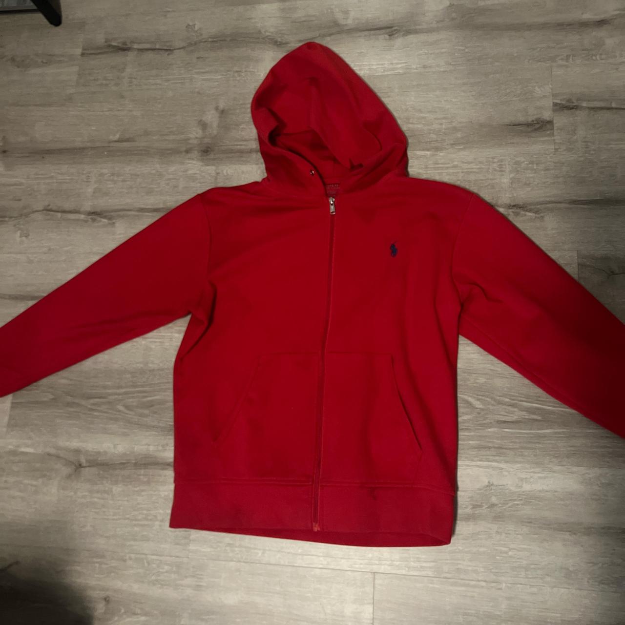 Red Polo Ralph Lauren zip up hoodie - Depop