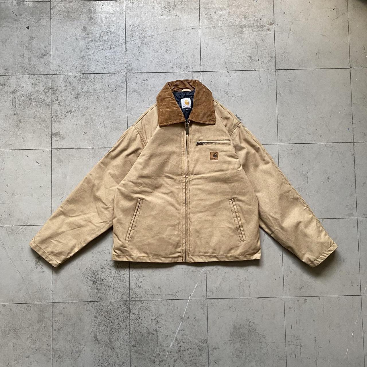 Cream/Tan Carhartt Reworked Workwear Jacket Men’s... - Depop