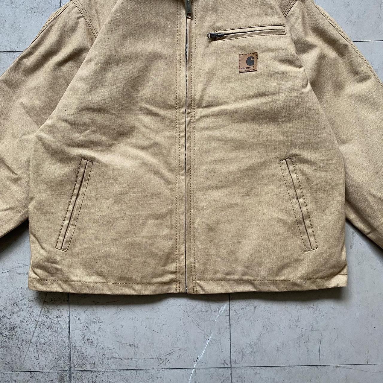 Cream/Tan Carhartt Reworked Workwear Jacket Men’s... - Depop