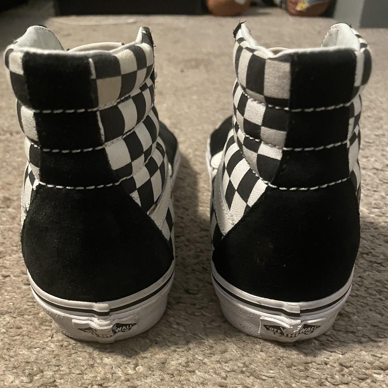 High top checkered vans - women size 7 - Depop