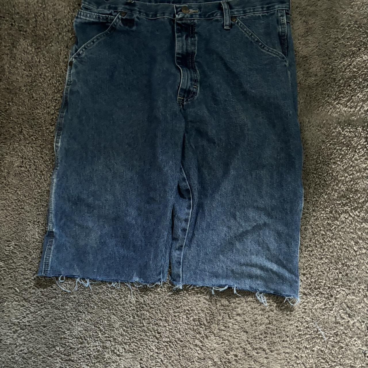 Jorts, frayed bottoms Fit below the nee 32-34 waist... - Depop