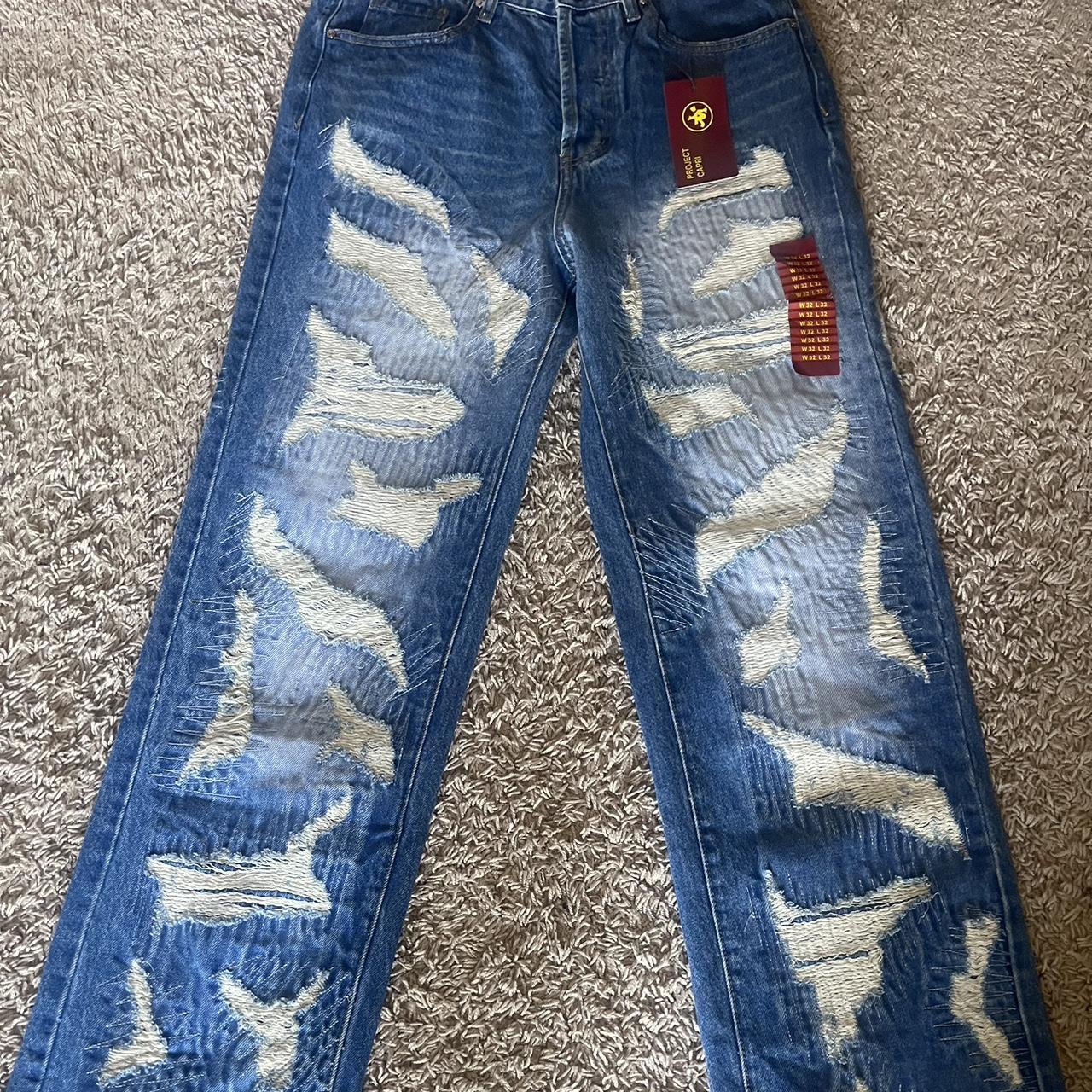 Project Capri Distressed Jeans Size 32 Baggy... - Depop