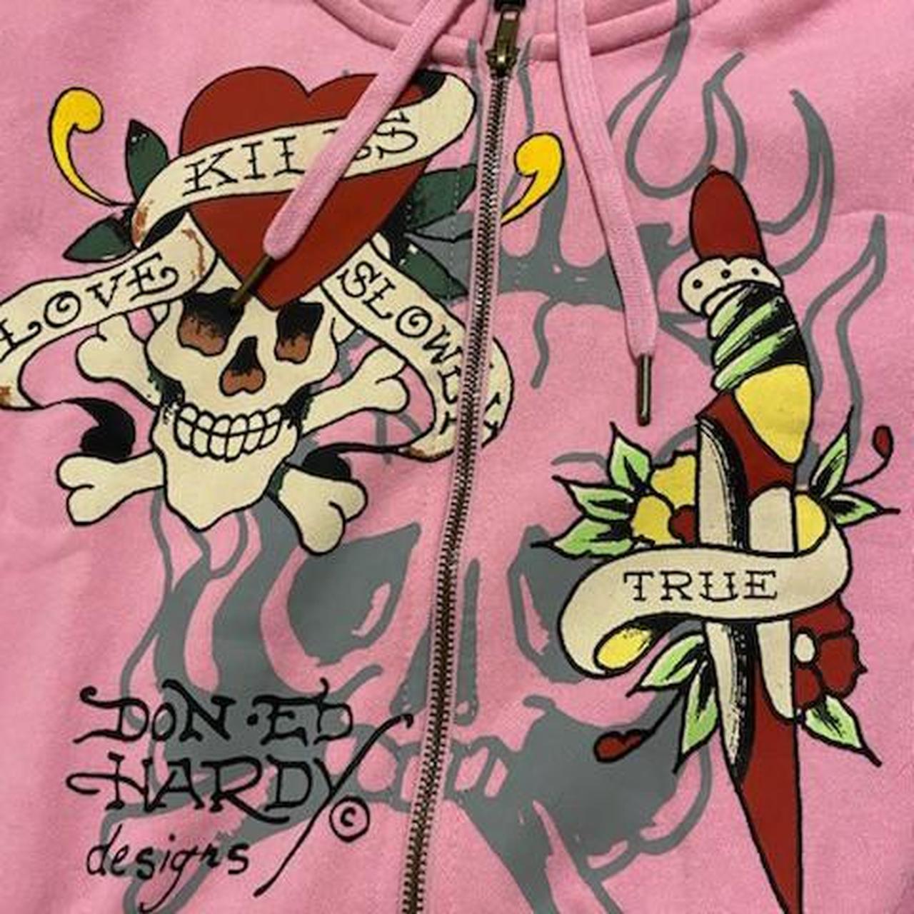 Pink ed hardy cropped sweater #2000s #edhardy - Depop