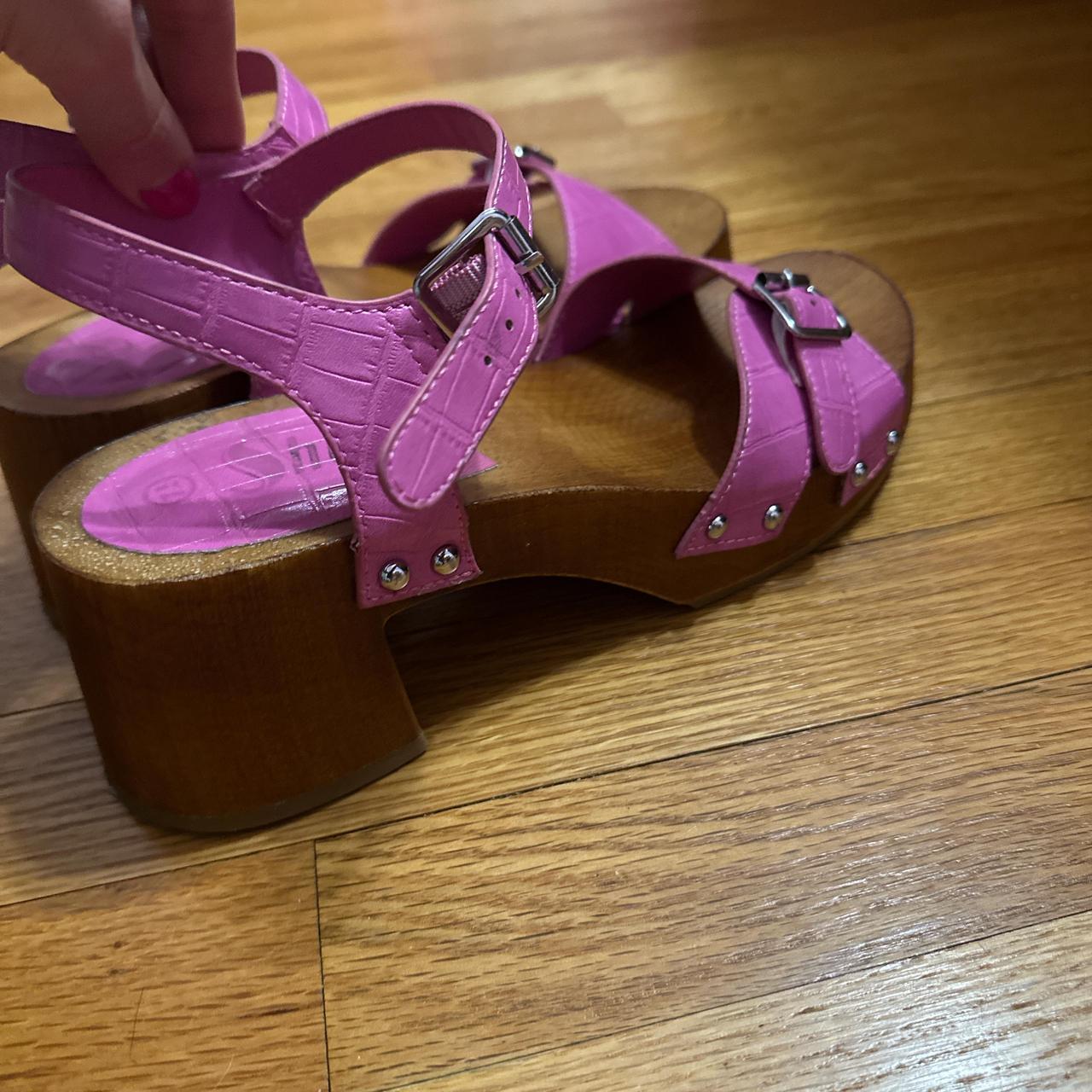 Pink leather clogs with a heel #glam Wooden... | Depop