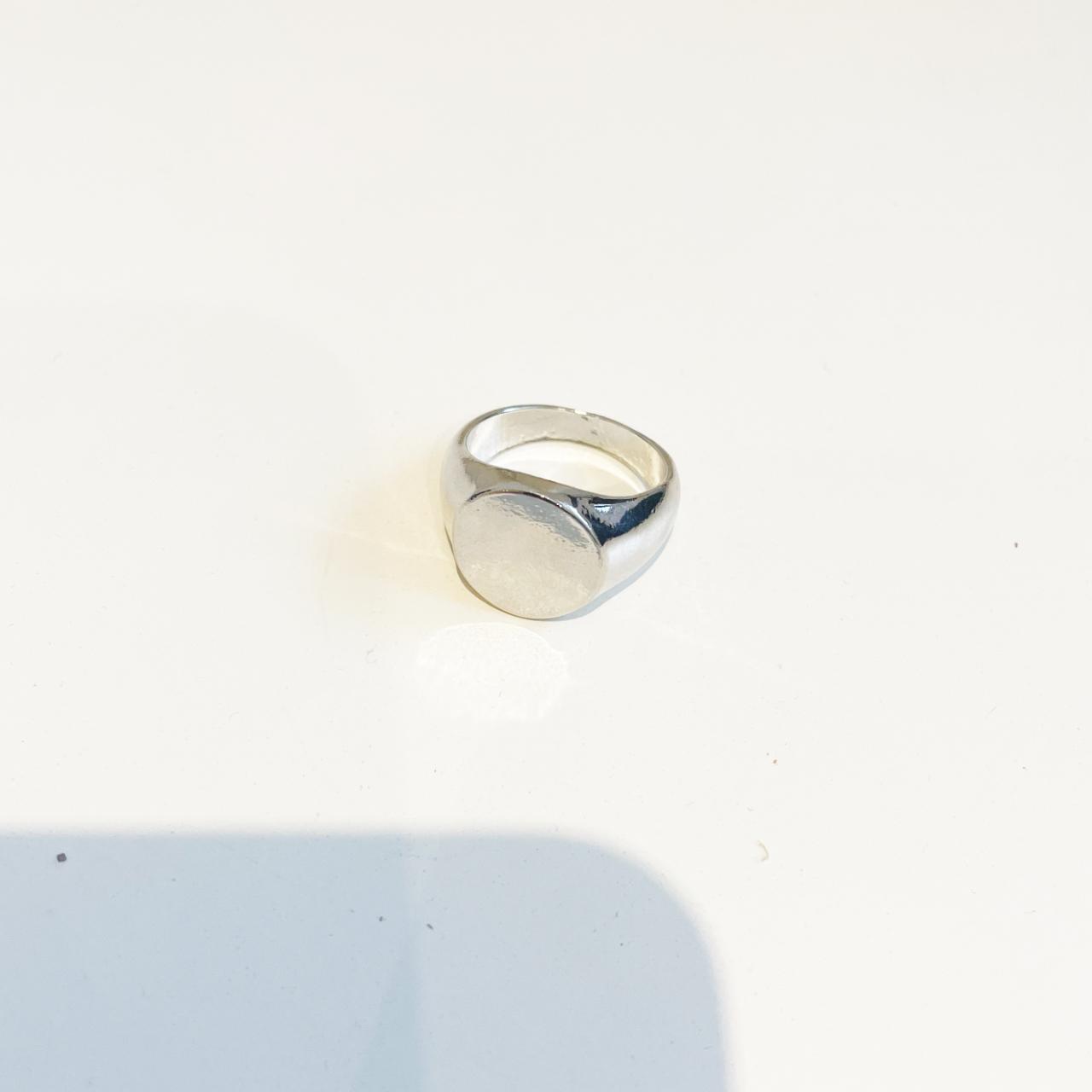 COS Large Circle Disc Band Signet Ring Silver Brand... - Depop