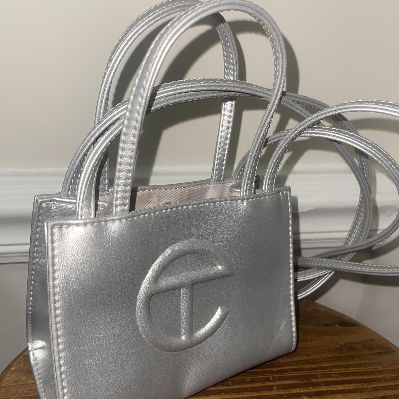 Silver Telfar mini bag … stains inside of bag as... - Depop
