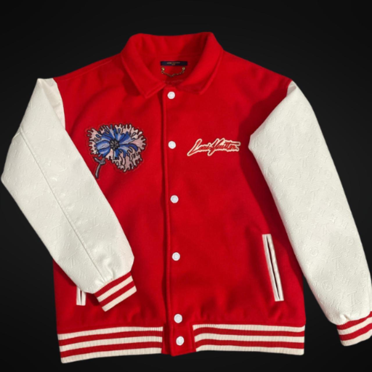 Louis Vuitton Red Varsity Jacket Insane attention to... - Depop