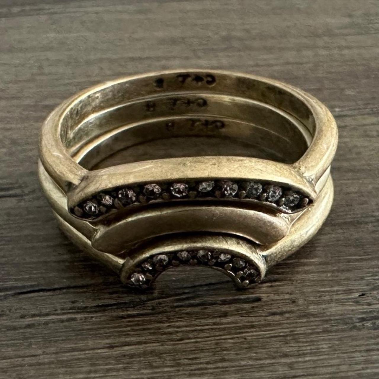 Gold 3 Stack Oval Rings think these are a size 8 - Depop