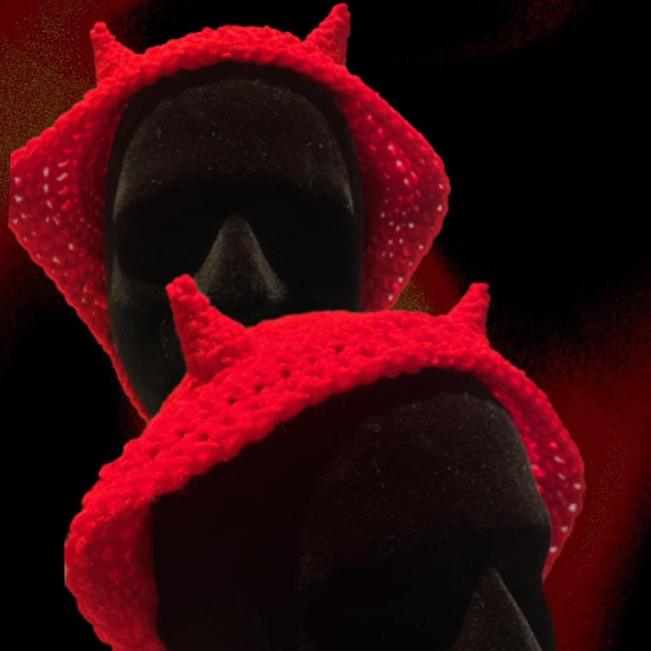 Crochet devil bonnet - Depop