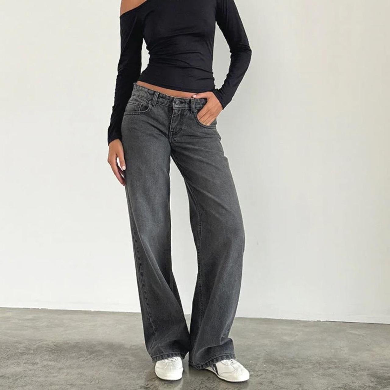 Motel Rocks Low Rise Parallel Jeans in Washed Black... - Depop