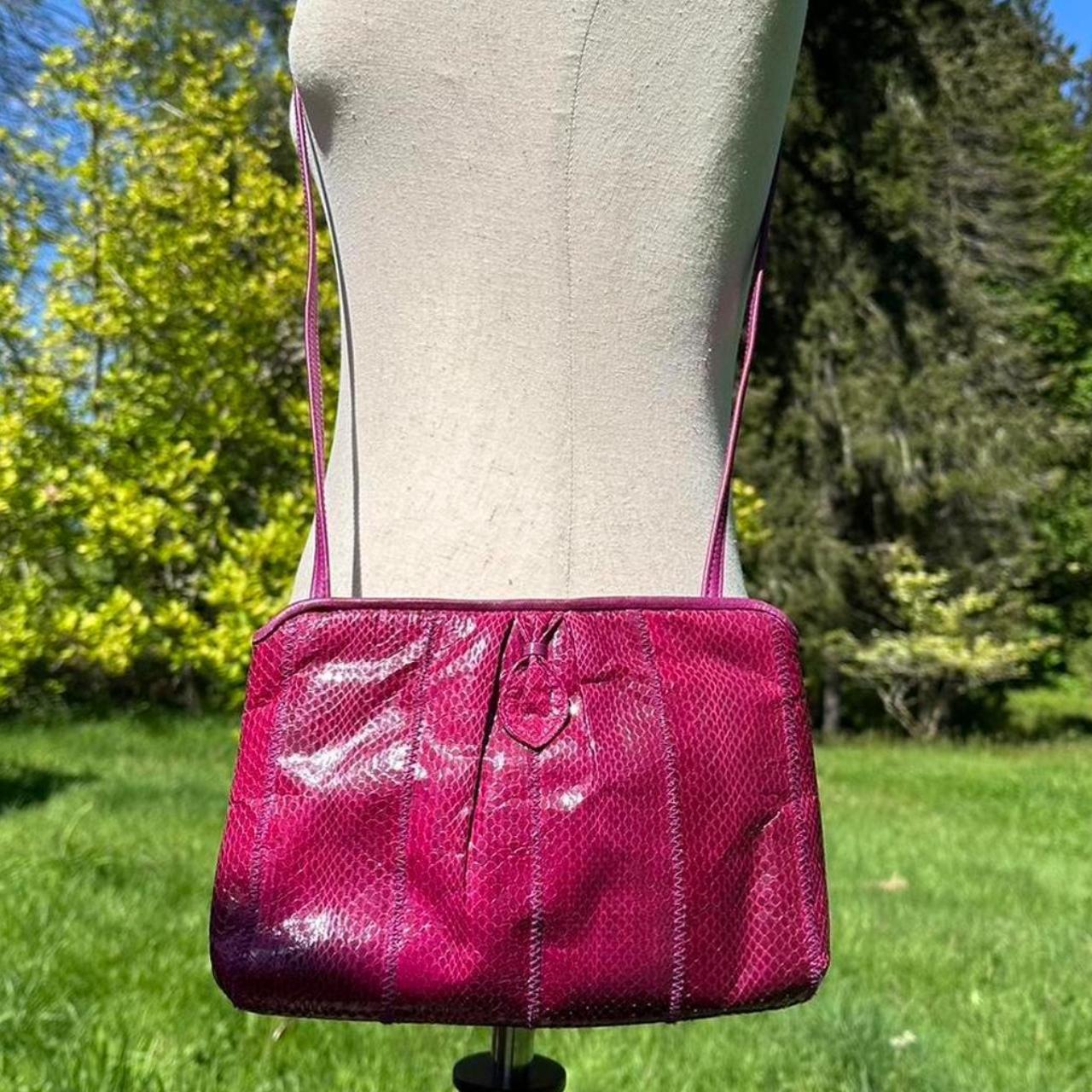 Clemente Snake Skin Fuchsia Purse - Depop