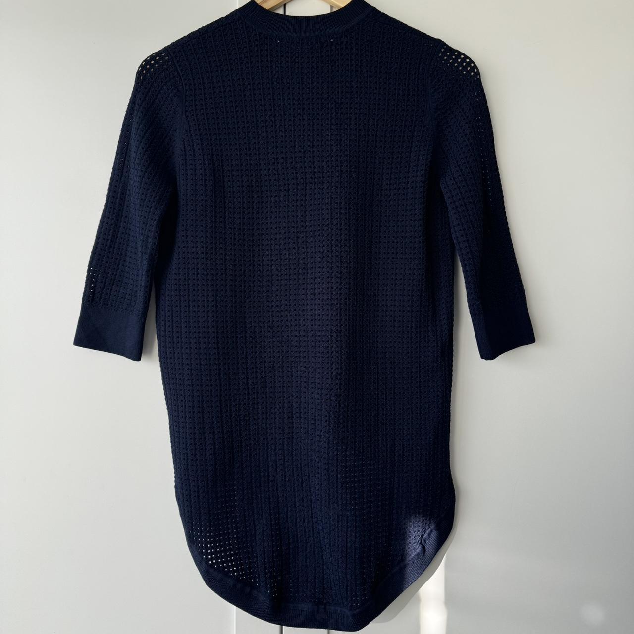 Scanlan Theodore navy crepe mesh top with fishtail... - Depop