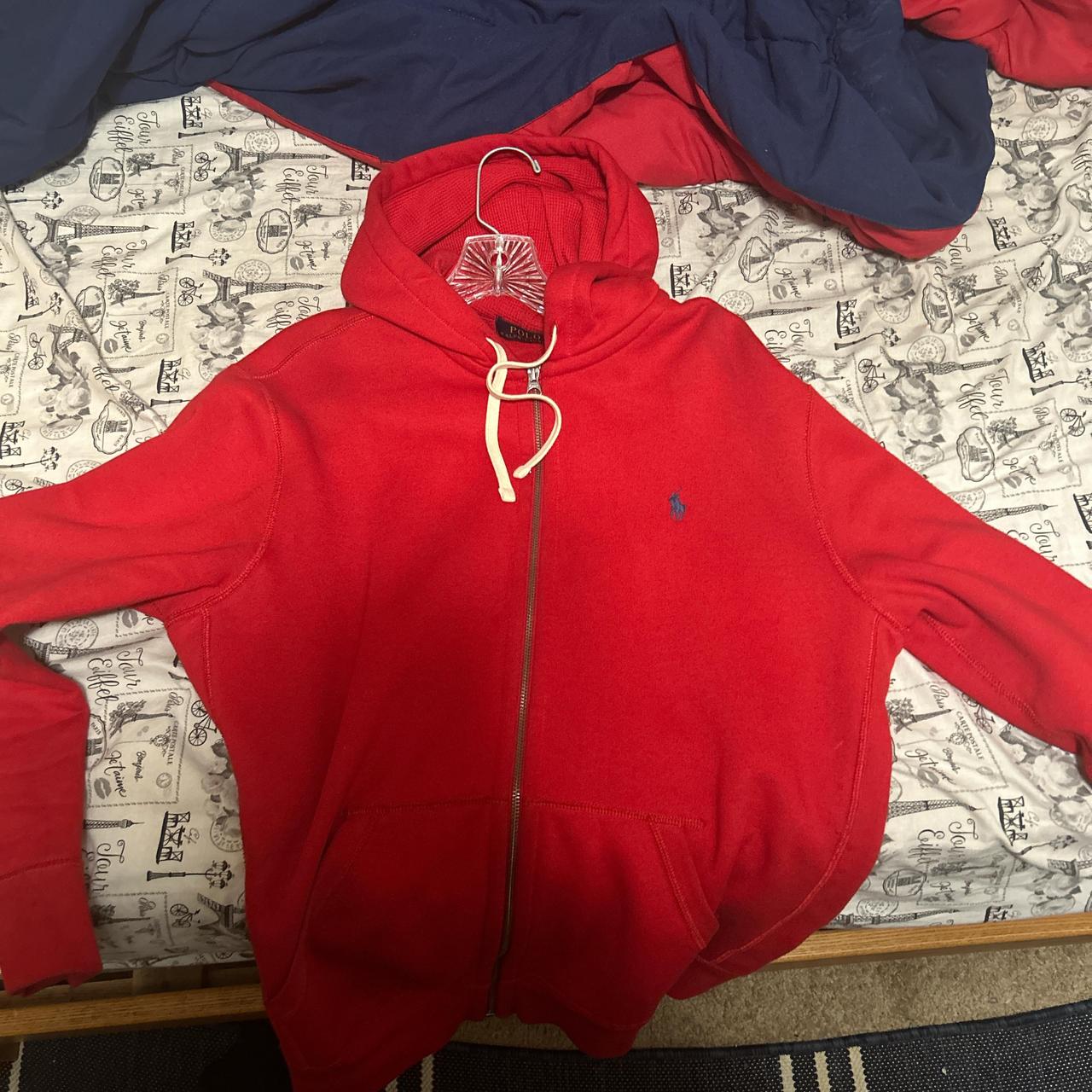 Large Polo Ralph Lauren Hoodie- Red - Depop