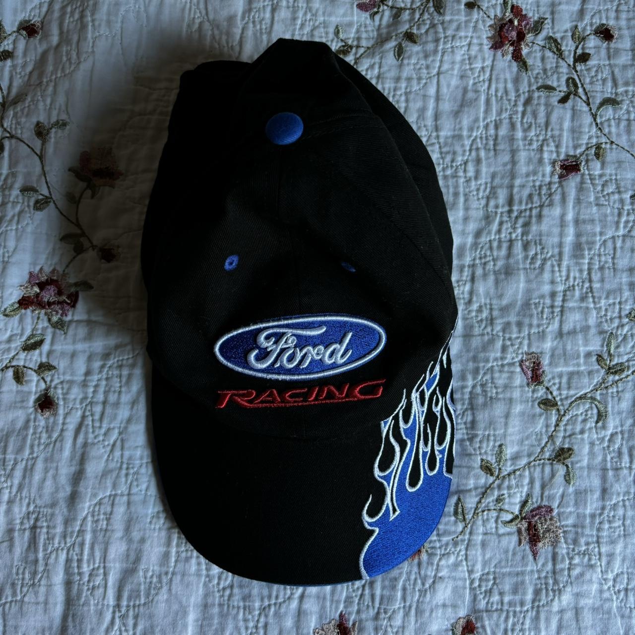 Y2K black and blue Ford Racing cap, never worn!... - Depop