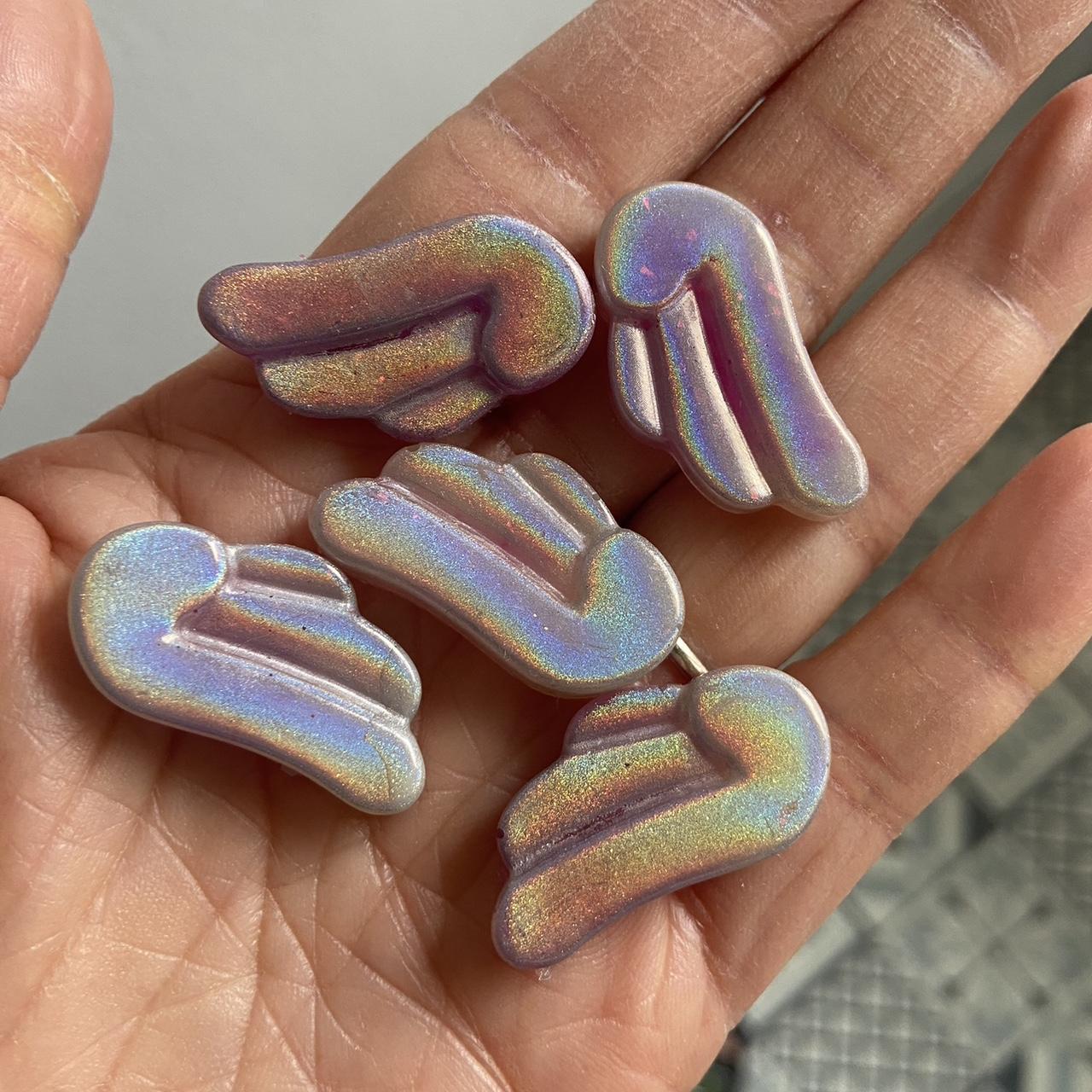 Angel resin charms Holographic glitter #angelwings... - Depop