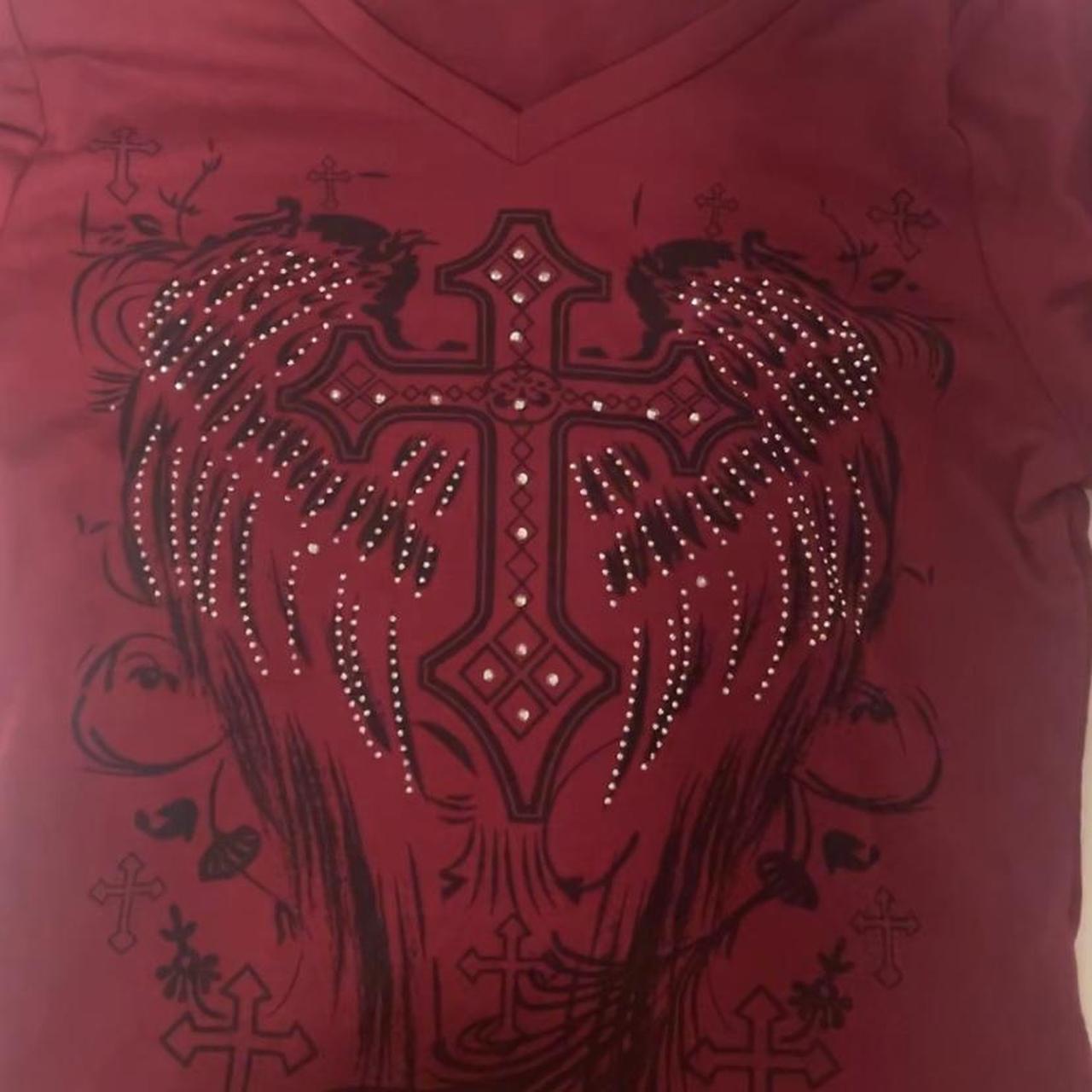 2000s red cross shirt size Small ️ - Depop