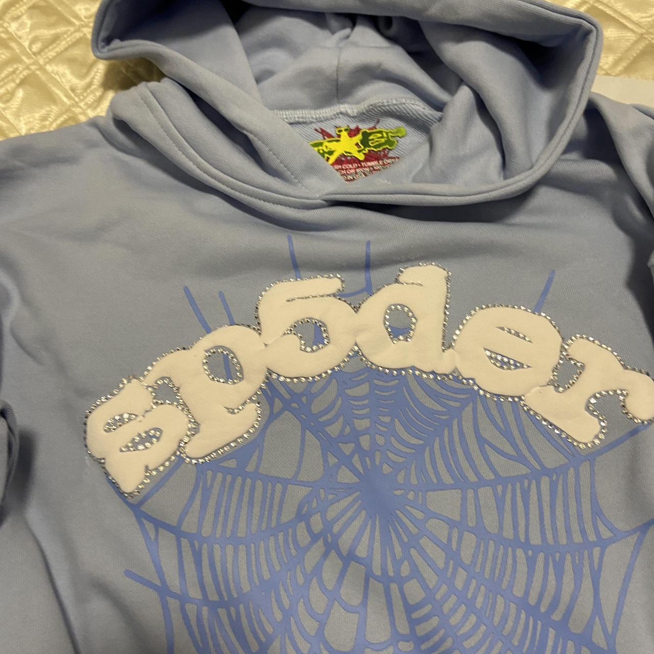 Sp5der Hoodie Sky Blue, Size Medium, Brand New - Depop