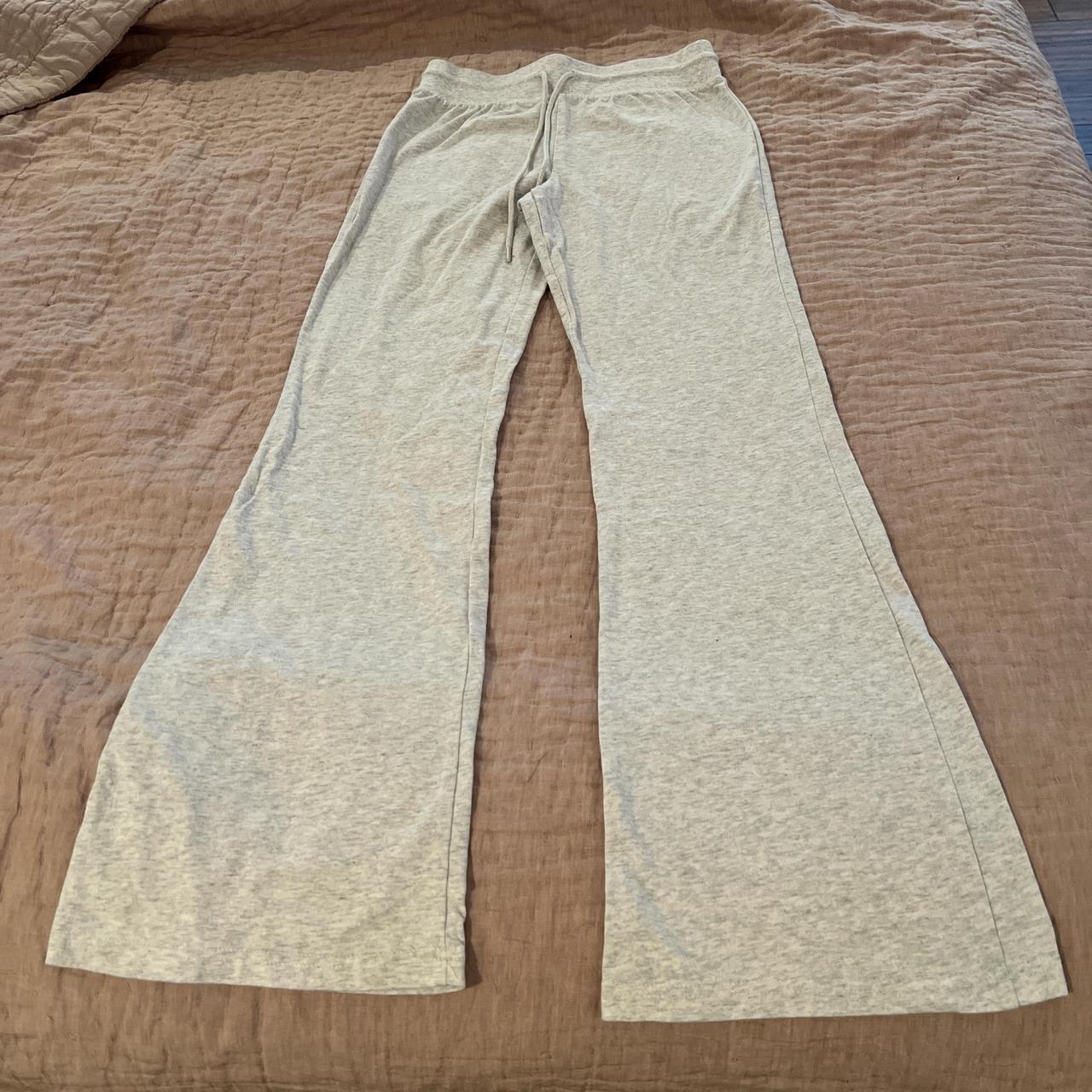 Grey flare pants - super soft and comfy - never... - Depop