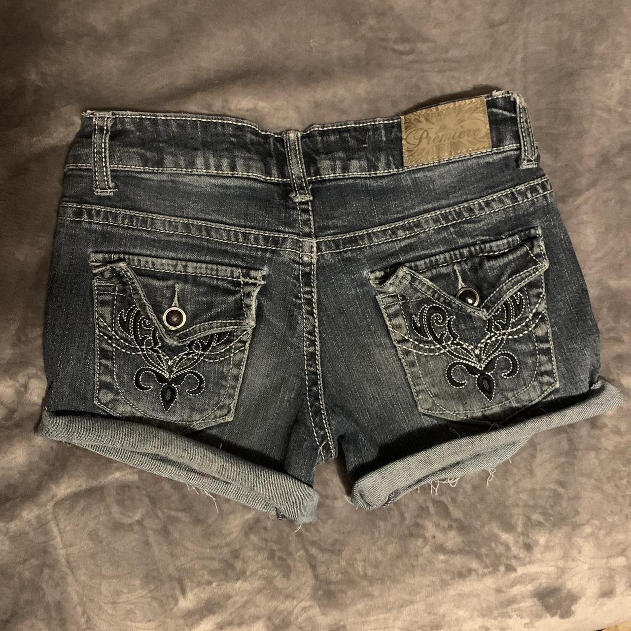 cutest lil low rise mini shorts! black embellished... - Depop