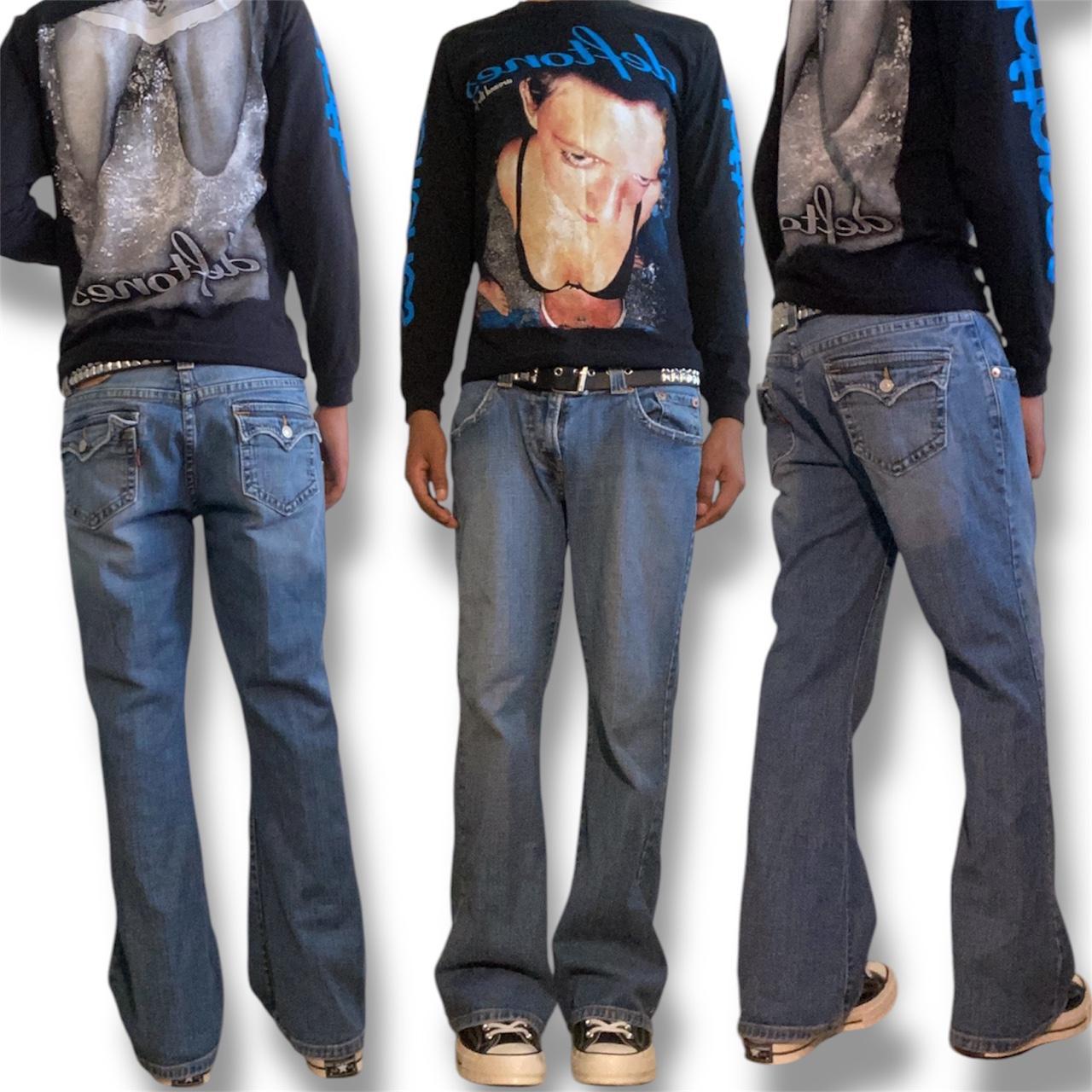 Y2K grunge emo low rise flare bootcut jeans Grunge... | Depop