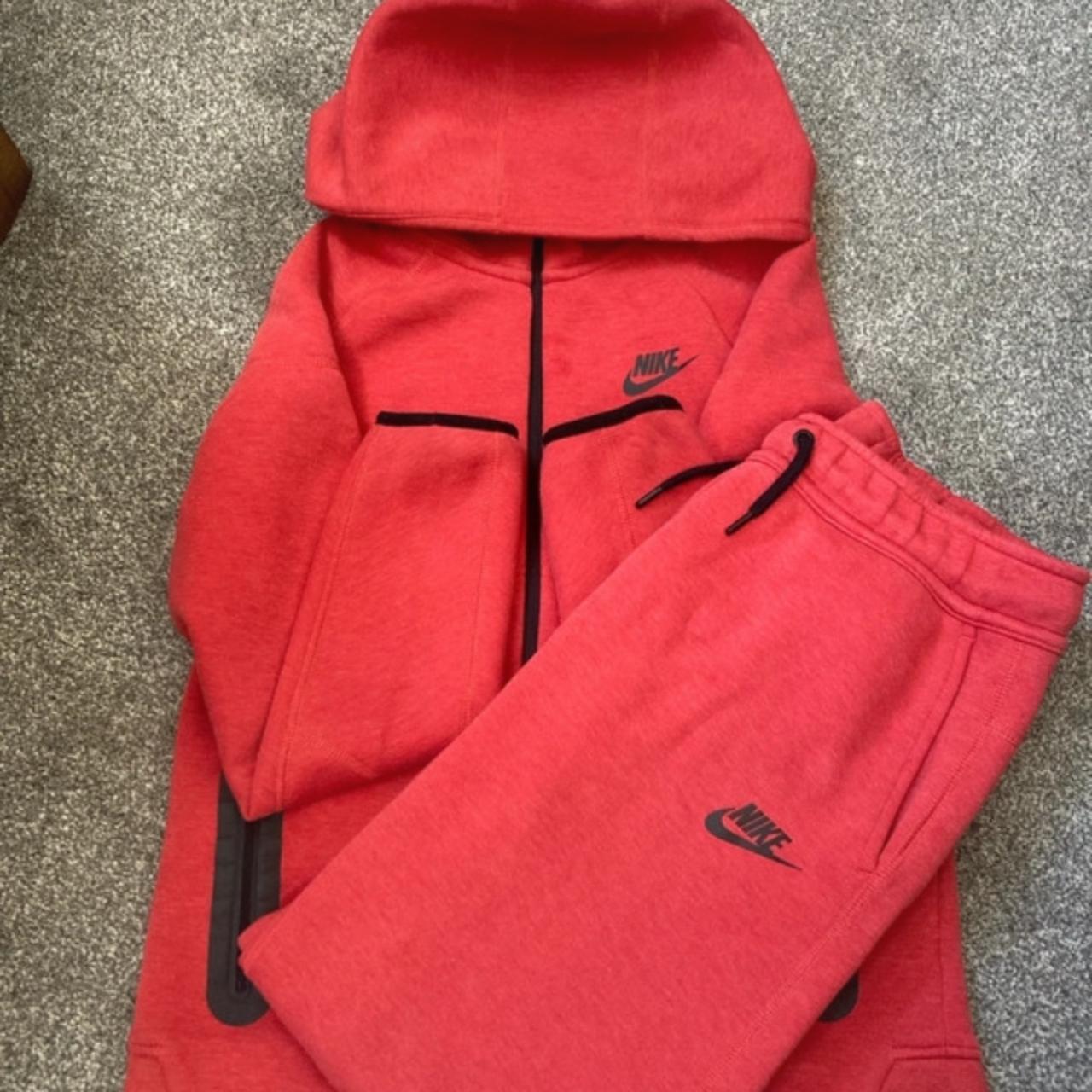 Red Nike tech bottoms and top. Brand new never been... - Depop