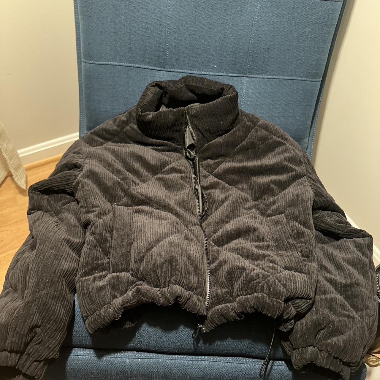 Black ribbed jacket - Depop