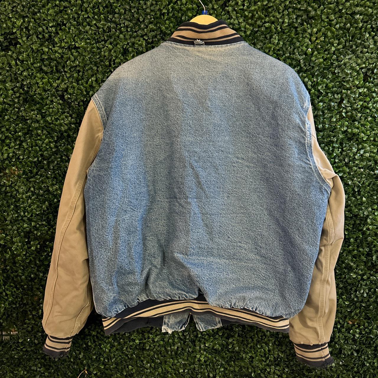 Carhartt Men's Blue and Cream Jacket | Depop