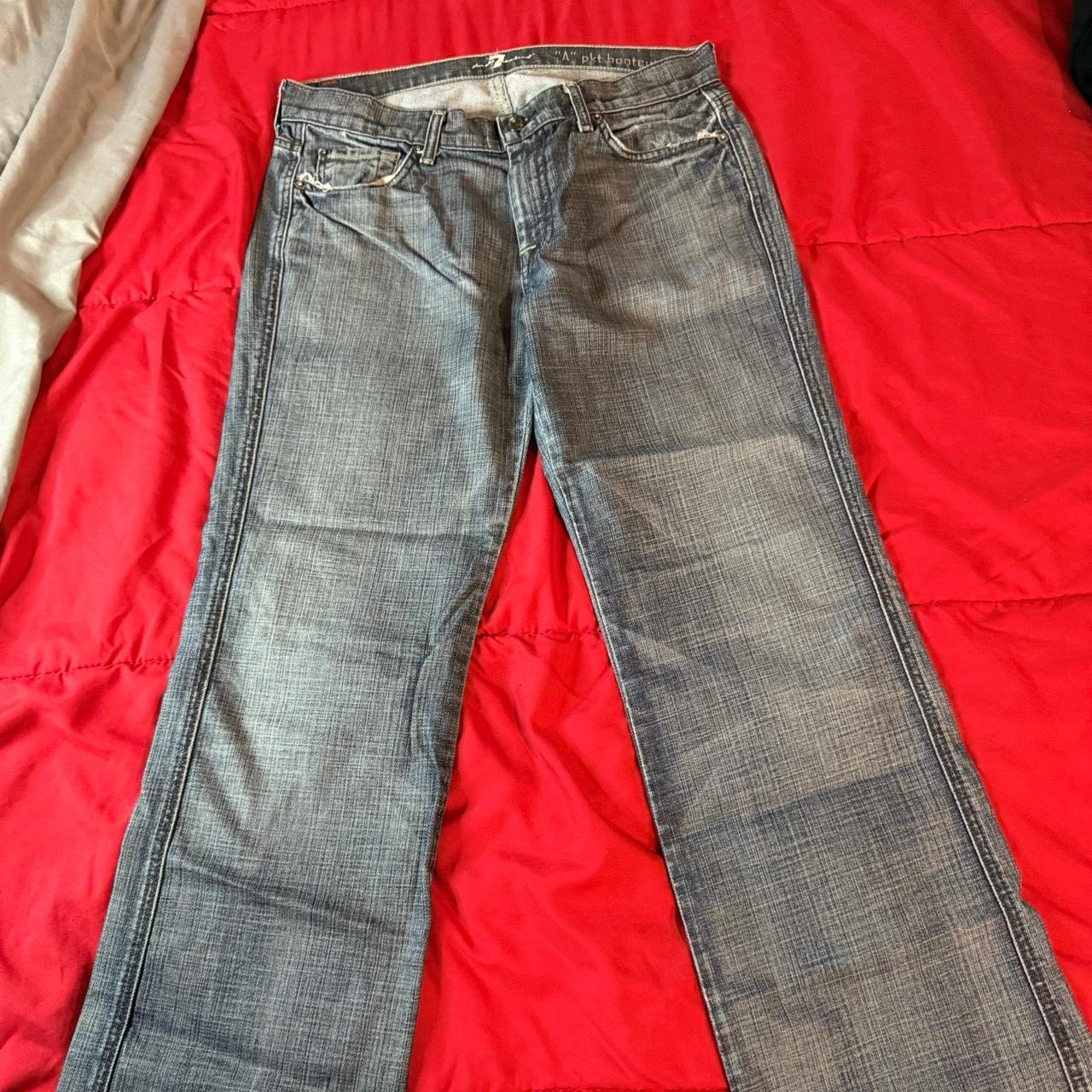 Low rise 7 for all mankind flare jeans with a faded... | Depop