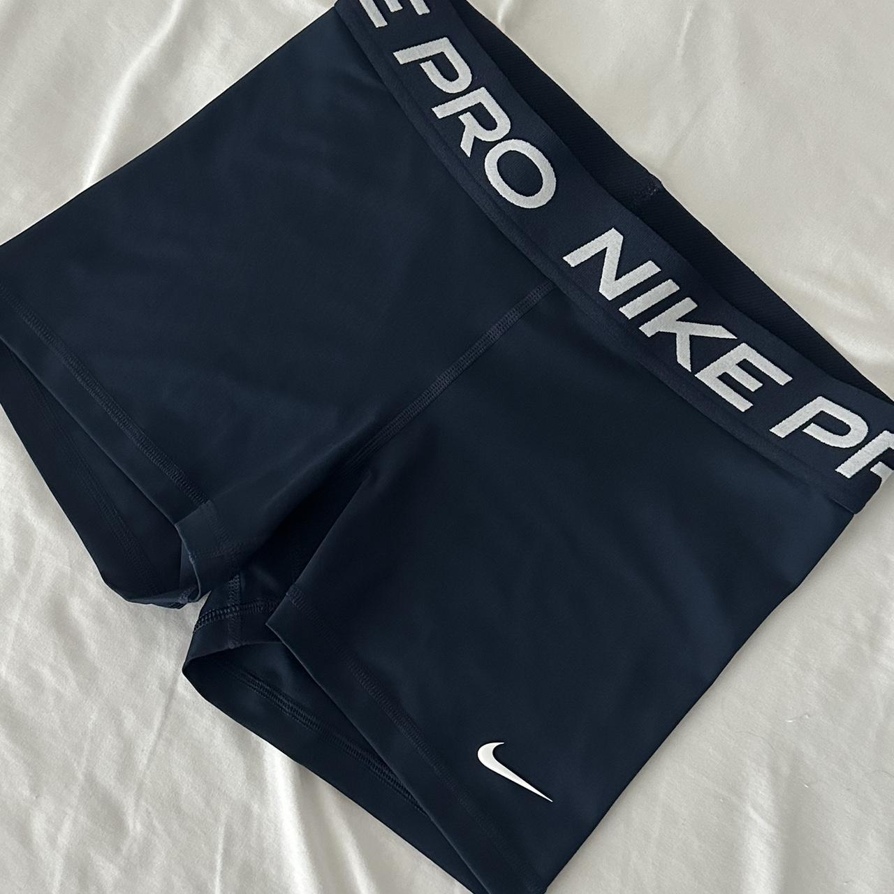 Nike navy and white nike pro shorts #nike #nikepro... - Depop