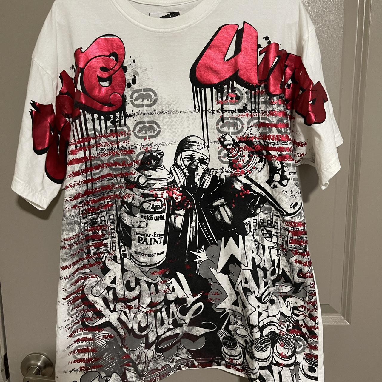 Ecko Unltd. foil graffiti tagger shirt, size large.... - Depop