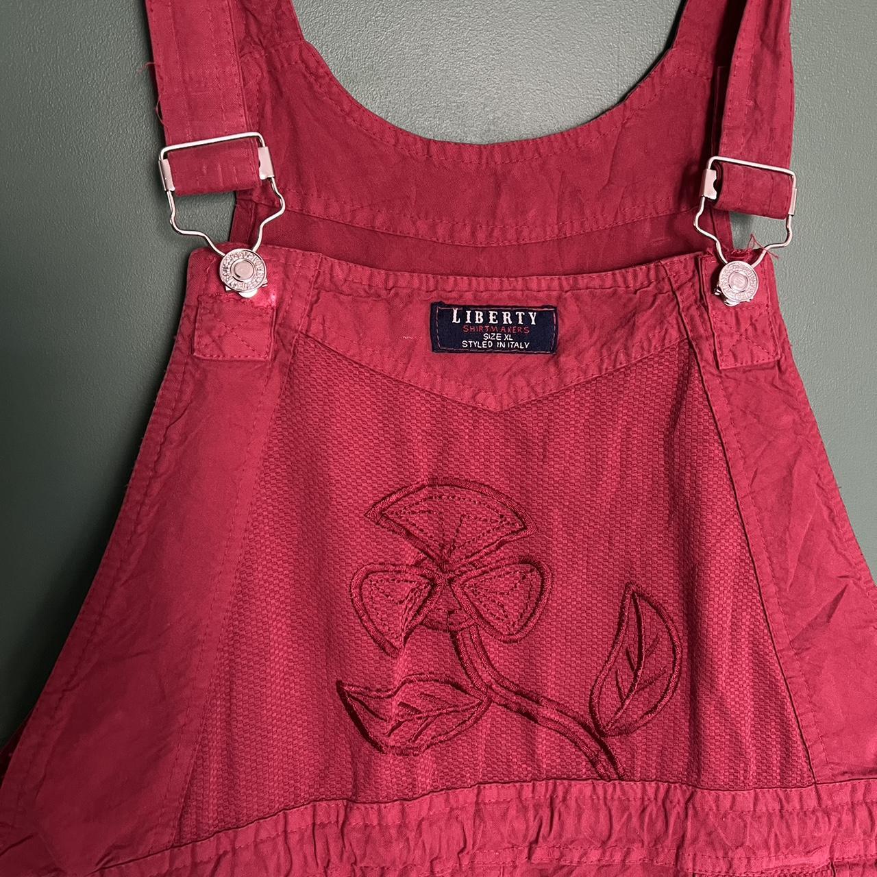 Cute Dark pink overalls with florals - Depop