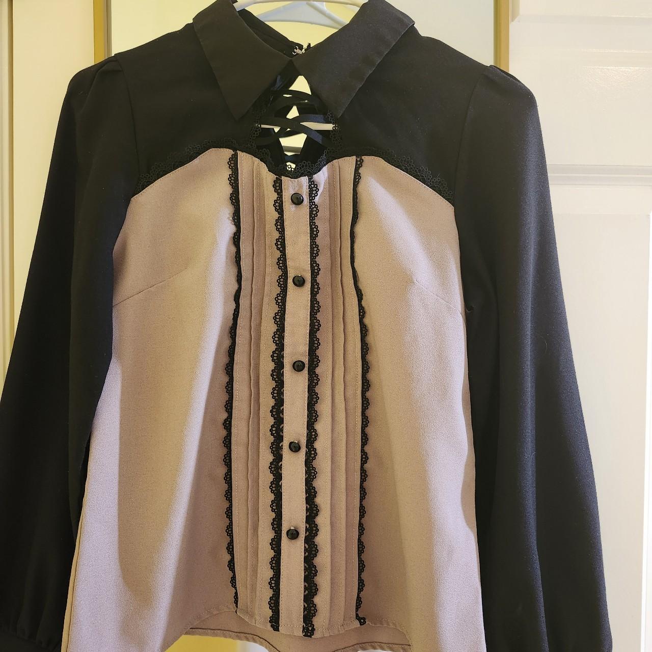 DearMyLove Lace Up Chest Window Blouse Super cute... - Depop