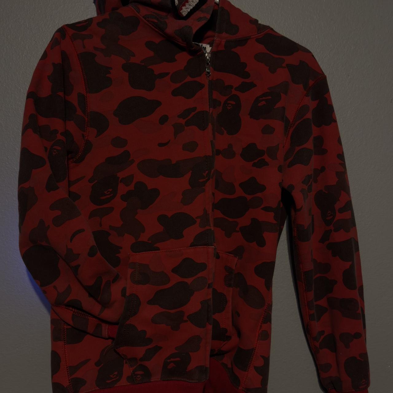 BAPE red and black camo hoodie #streetwear - Depop