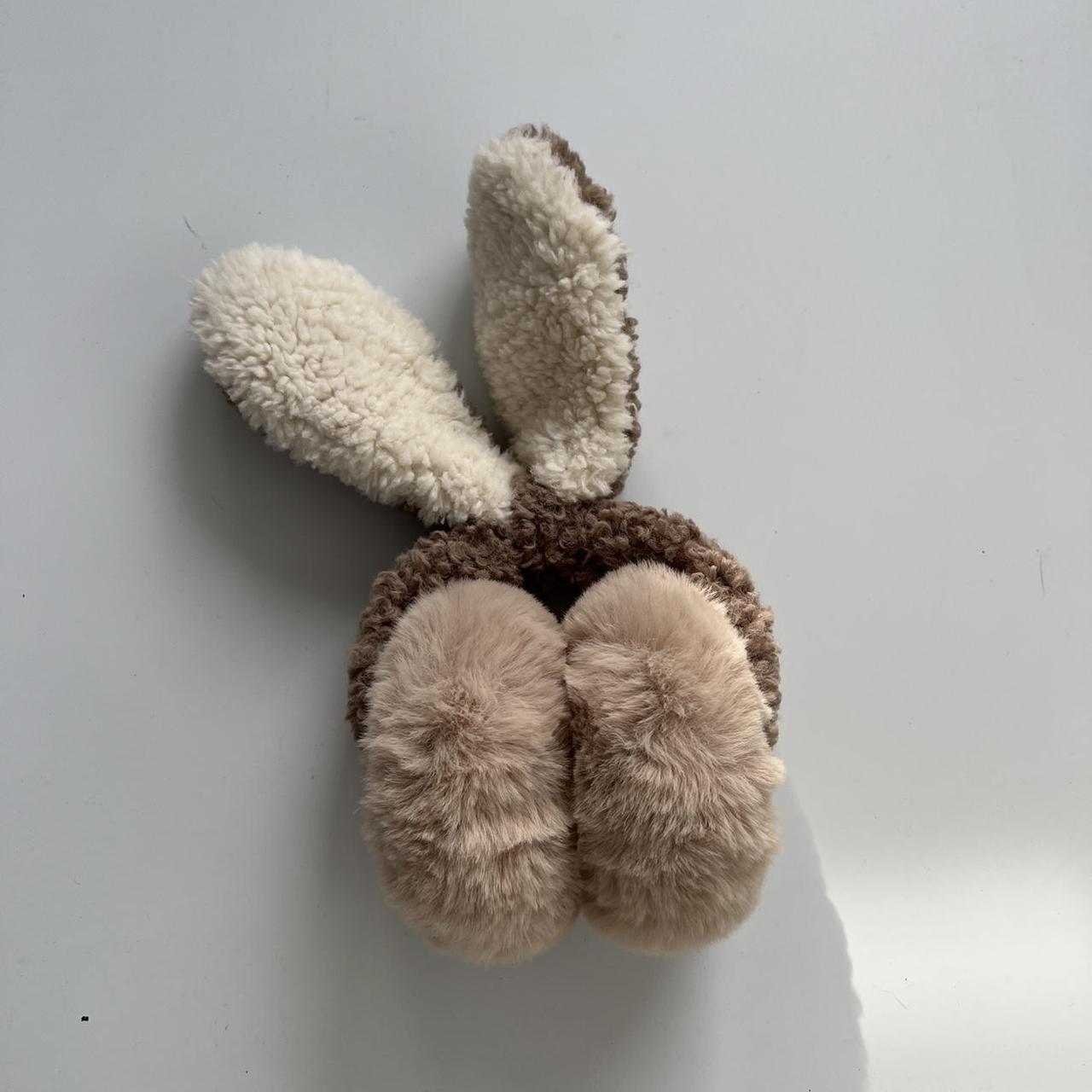 Cute and fluffy brown bunny ear muffs Worn a few... - Depop