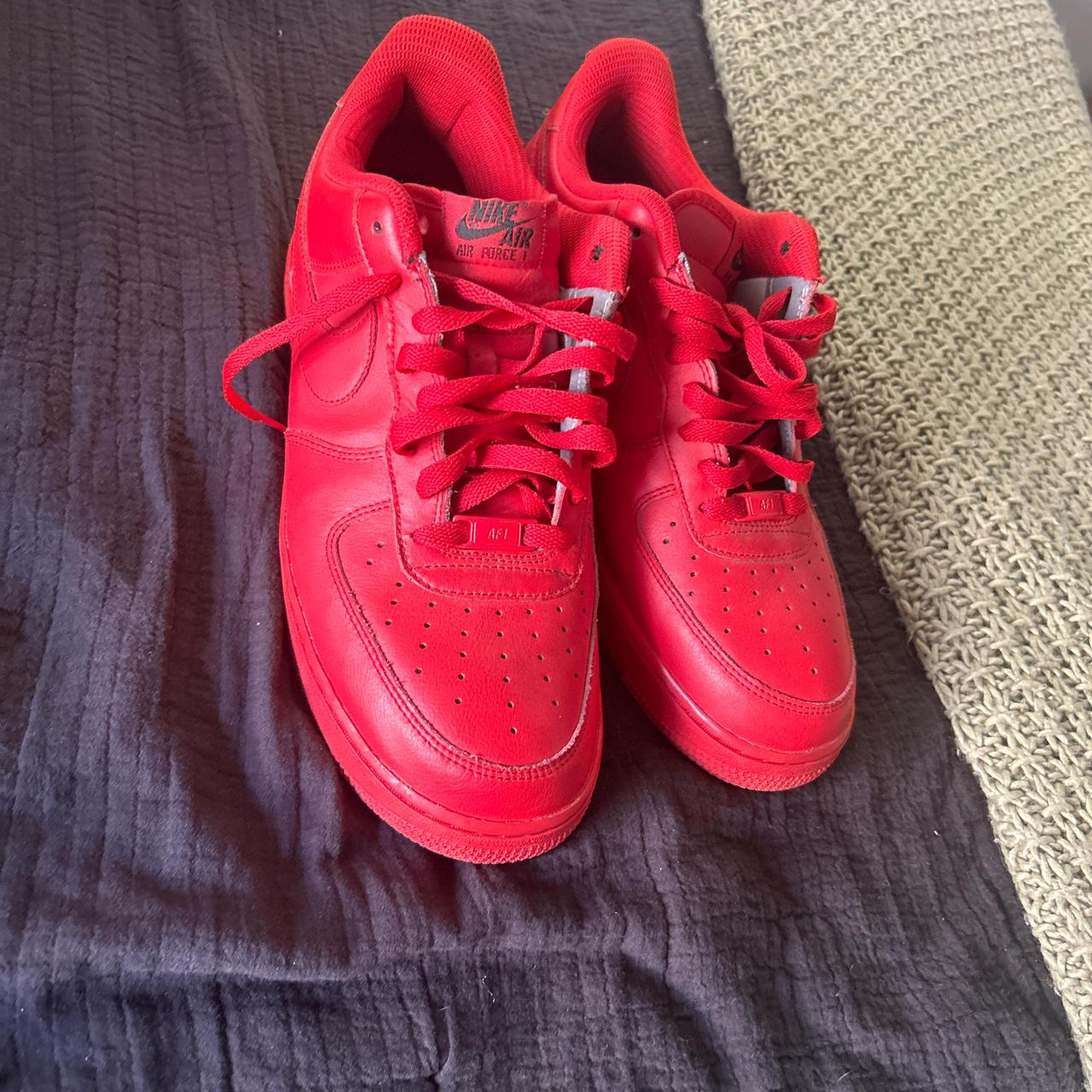 Mens 11.5 all red Nike low Air Force 1 great condition. - Depop