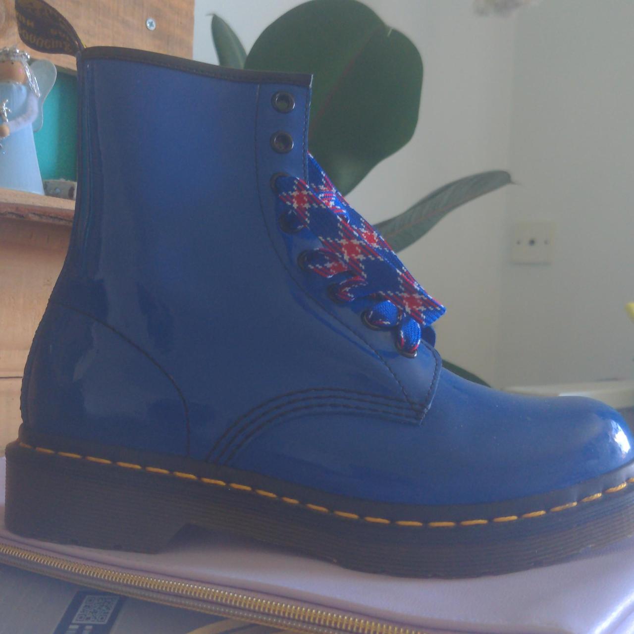 Blue doc martins with united kingdom flag laces.... - Depop