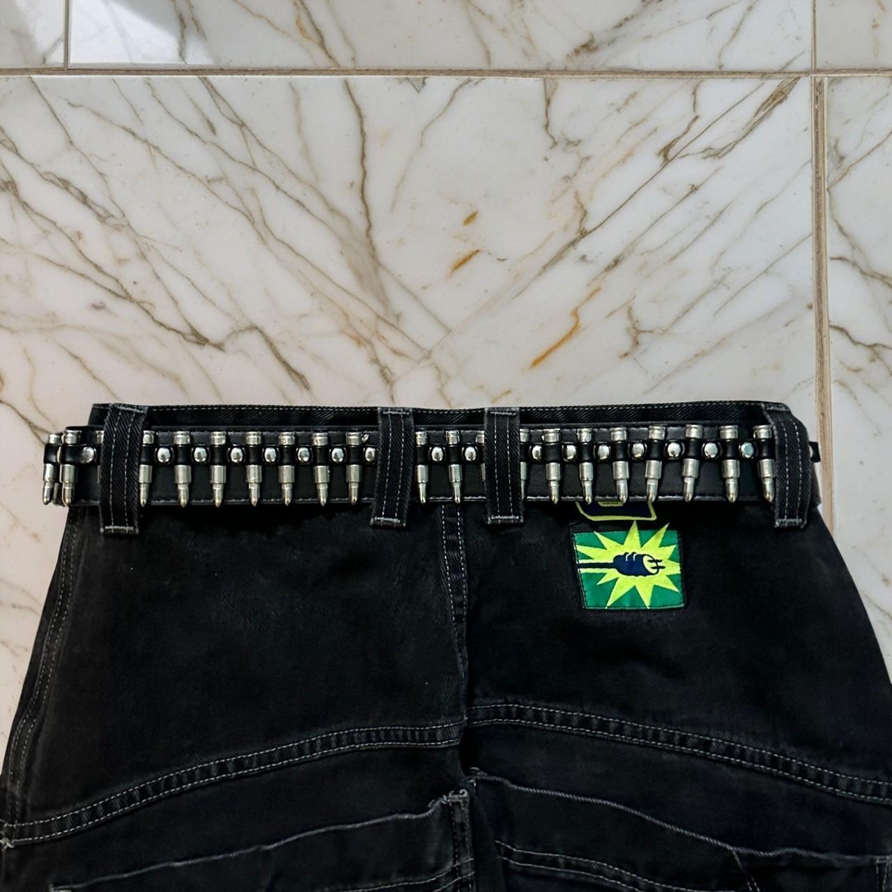 y2k 2000s style silver bullet emo grunge belt... - Depop
