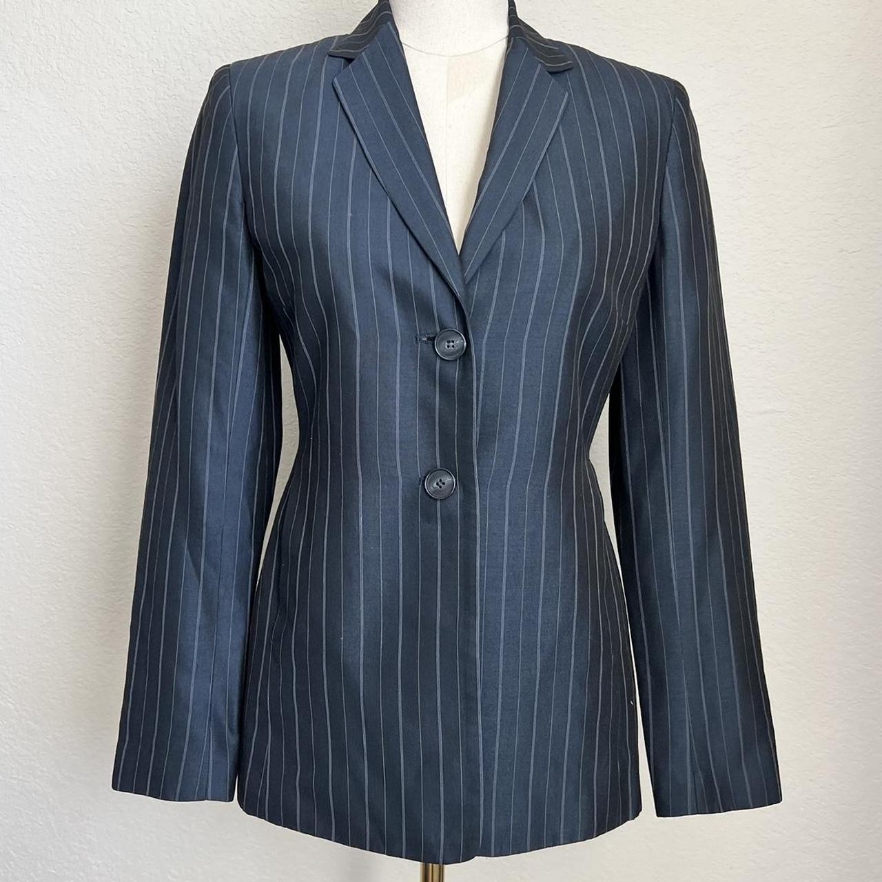 Vintage Ann Taylor pinstripe blazer with shoulder... | Depop