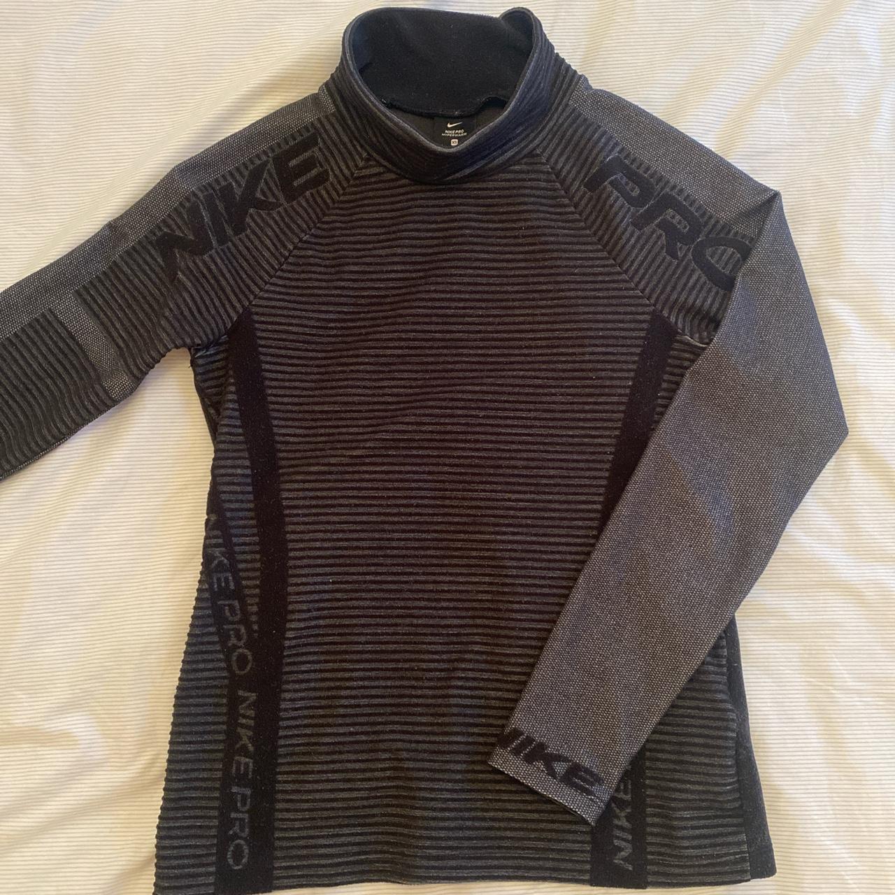 NIKE PRO black and grey hyperwarm funnel neck ️... - Depop