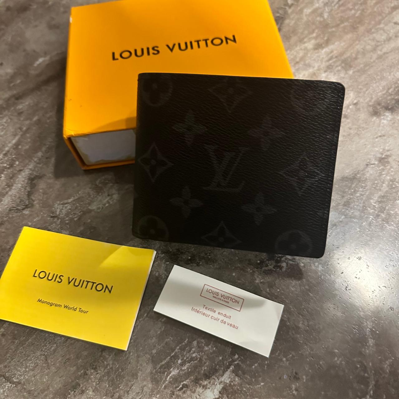 black lv wallet, comes with everything shown in... - Depop