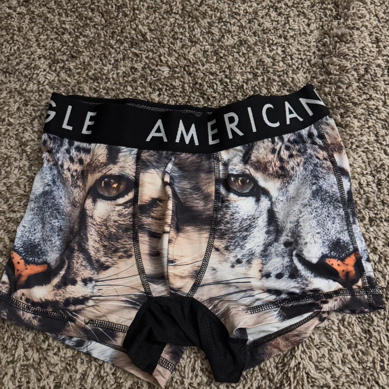 American Eagle black and white leopard print boxers... | Depop