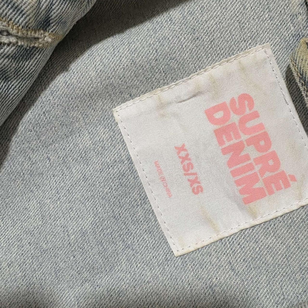 supre oversized denim jacket size xxs/xs oversized... | Depop