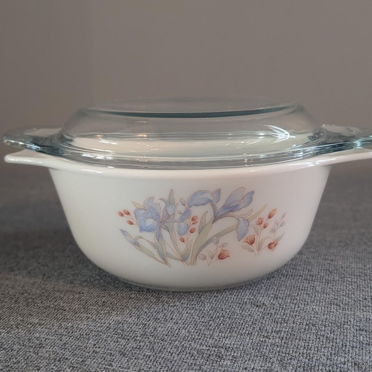 Vintage Pyrex "Blue Iris" Casserole Dish with Lid, 1... - Depop