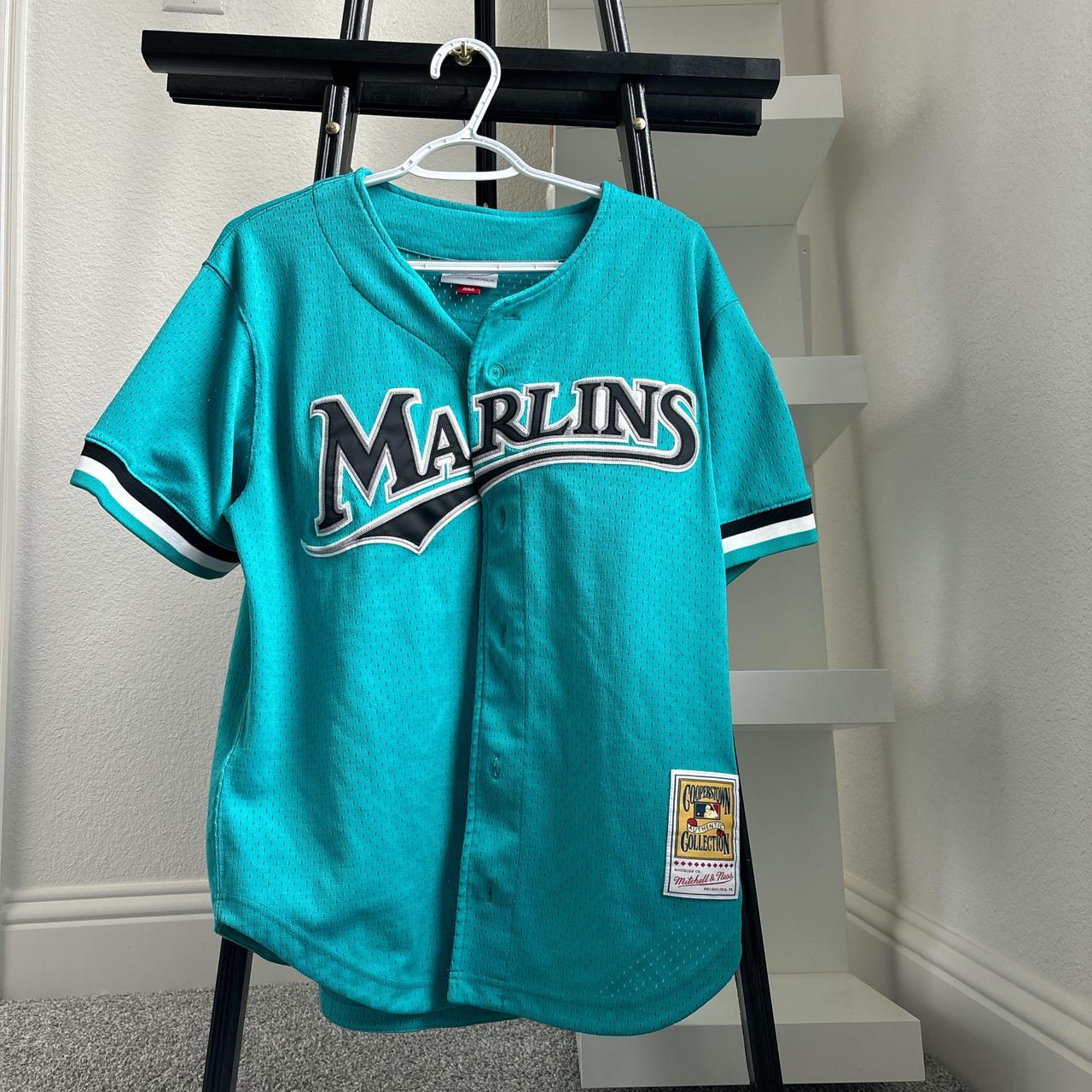 Teal Marlins Baseball Jersey - Depop