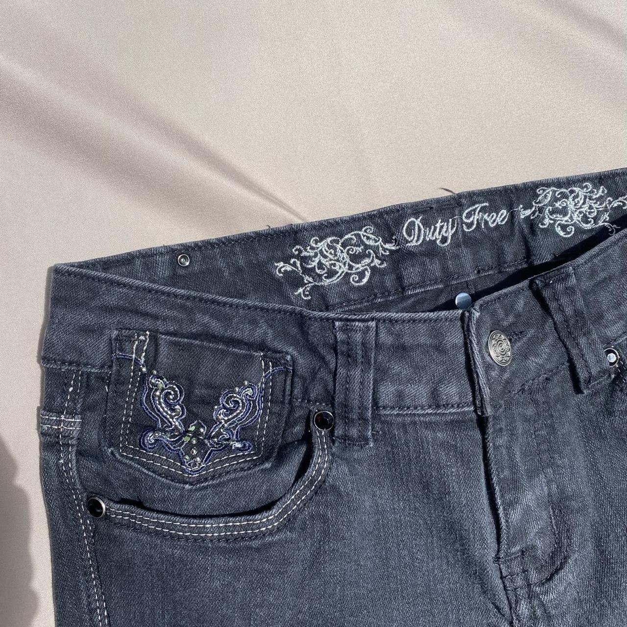 y2k low rise bootcut flare black jeans with... | Depop