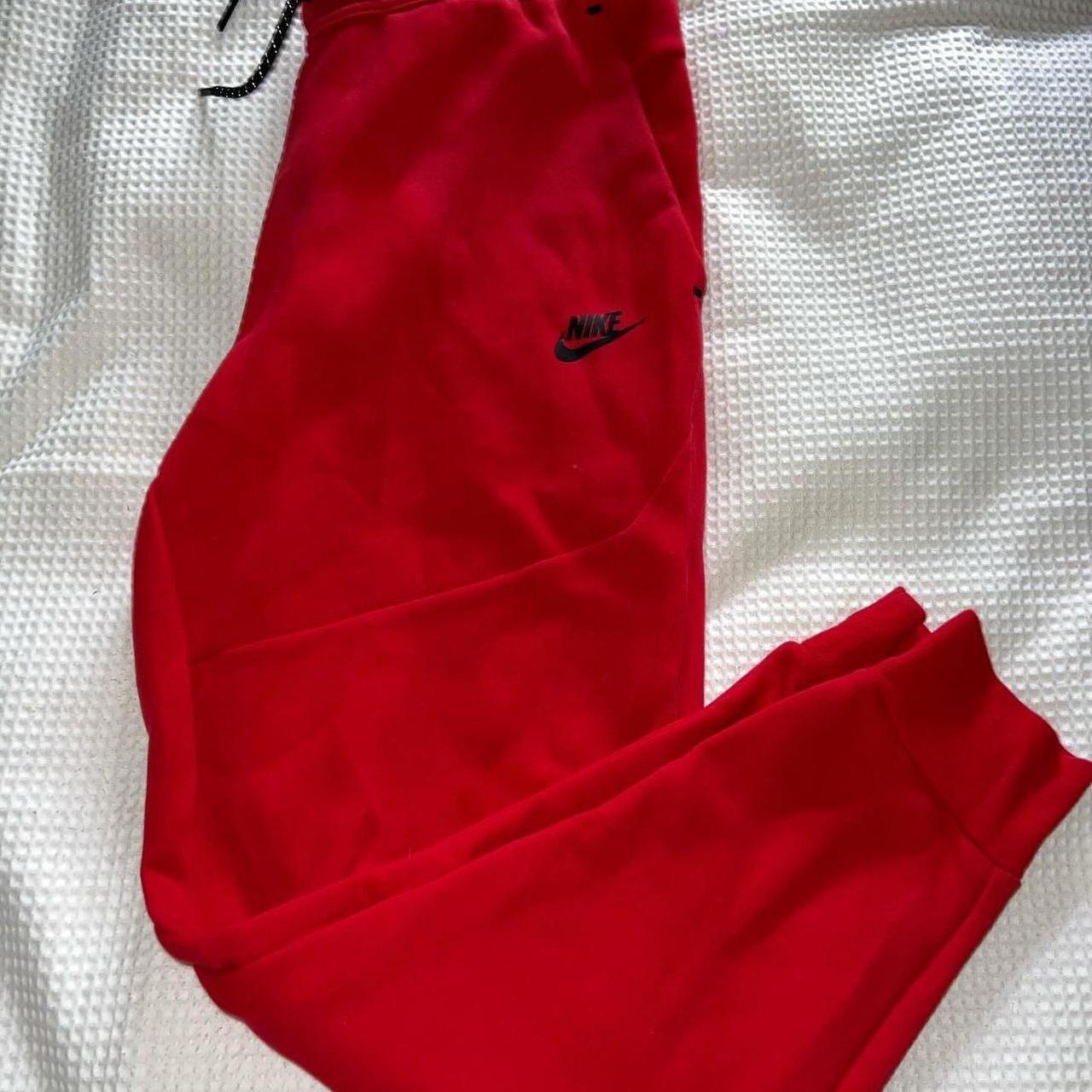Red Nike tech fleece tracksuit set Jacket size S... - Depop