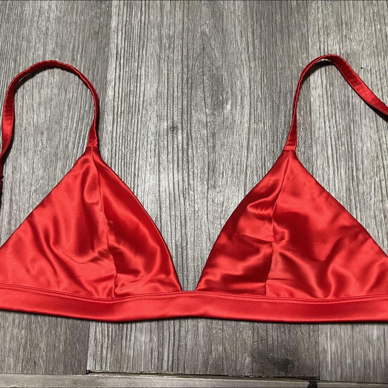 Parade Red Satin Triangle Bra Limited Edition Silky... - Depop