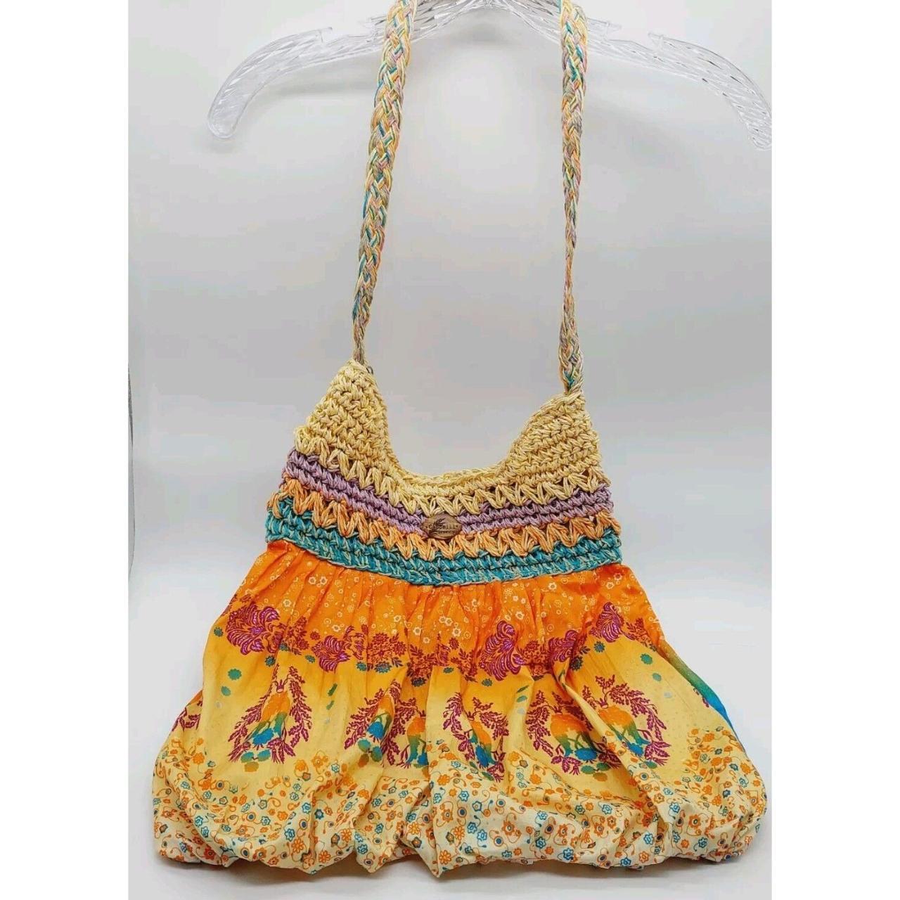 Cappelli Straworld Purse Batik Floral Woven Straw... | Depop